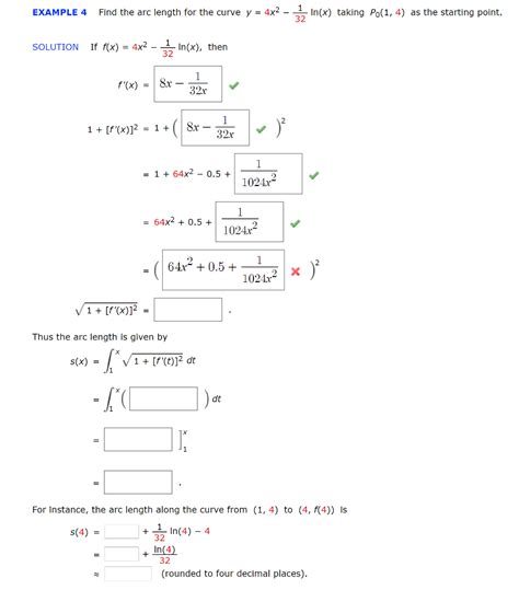 solved find the arc length for the curve y 4x2 in x