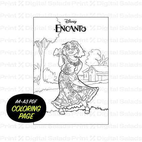 Dibujo para colorear Encanto A4 A3 Mirabel Madrigal Dibujos Etsy España