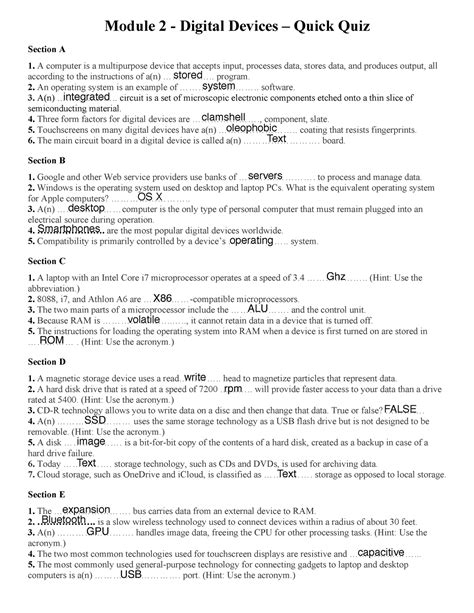 module 2 quick check need module 2 digital devices quick quiz section a a computer is a