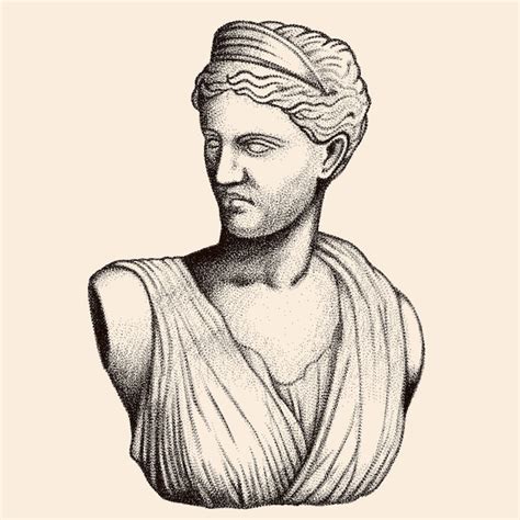 Busto De La Antigua Diosa Griega De La Caza Diana Vector Con