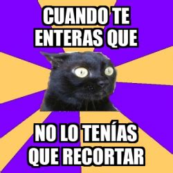 Meme Anxiety Cat Cuando Te Enteras Que No Lo Ten As Que Recortar