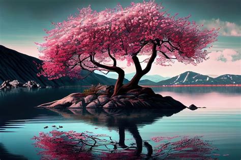 Premium Photo Cherry Blossom Tree In The Lake Beautiful Tree