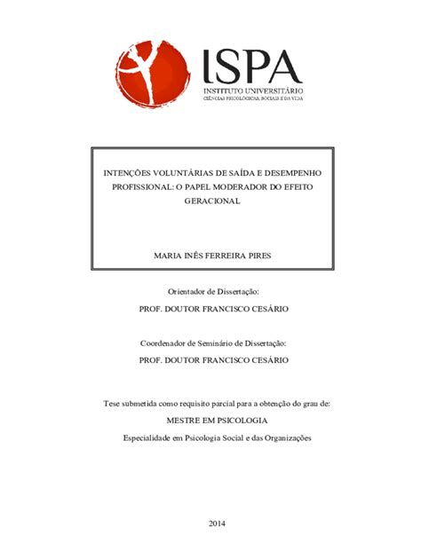 Preench Vel Dispon Vel Repositorio Ispa Intenes Voluntrias De Sada E