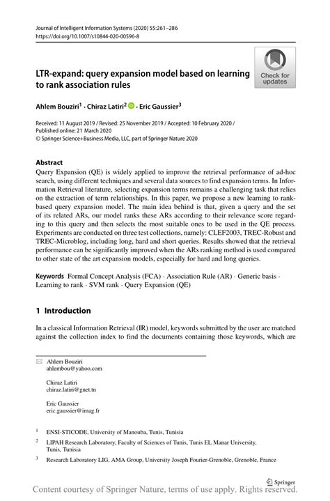 ltr expand query expansion model based on learning to rank association rules request pdf