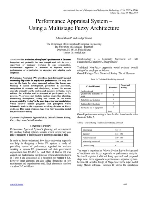 paper020307 performance appraisal system using a multistage fuzzy architecture pdf fuzzy