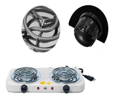 Fogão Fogareiro Elétrico Portátil Mesa Camping 2 Bocas 2000w BAK 110V