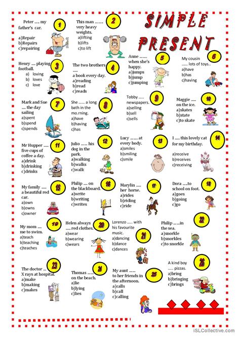 MULTIPLE CHOICE SIMPLE PRESENT English ESL Worksheets Pdf Doc