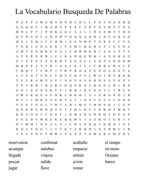 La Vocabulario Busqueda De Palabras Word Search WordMint