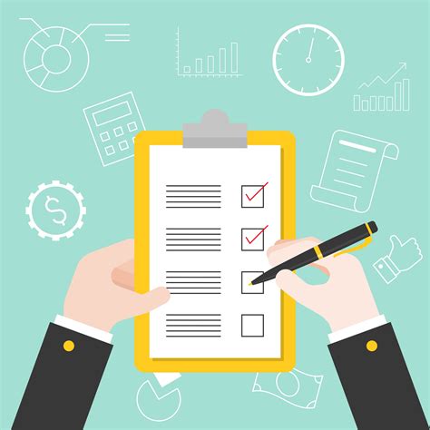 Hand Holding Pen And Clipboard With Plan Checklist Vector Art At
