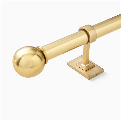 Oversized Adjustable Curtain Rod W Ball Finials Antique Brass West Elm