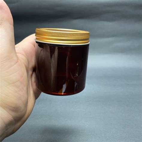 250 Cc Amber Kahverengi Sert Plastik Kavanoz Gold Metal Kapakli 250 Ml