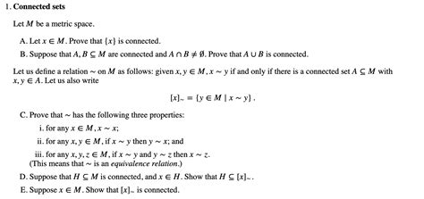 solved 1 connected sets let m be a metric space a let x e