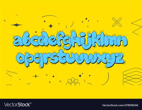 Bubble Font Inflated Shape Alphabet Set Graffiti Vector Image
