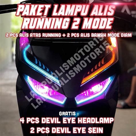 Jual PAKET LAMPU ALIS RUNNING VARIO 125 150 BONUS DEVIL EYES HEADLAMP