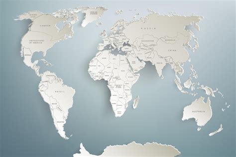 Papel de mapa do mundo mapa político do mundo em um fundo cinza Vetor