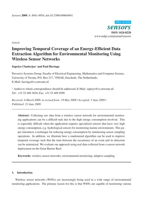 pdf improving temporal coverage of an energy efficient data extraction algorithm for