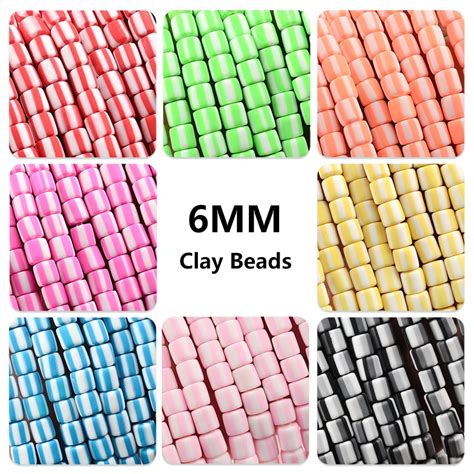 6mm Forma De Cilindro Colorido Solta Espa Ador De Argila De Pol Mero Gr