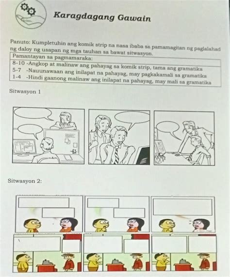 Panuto Kumpletuhin Ang Komik Strip Na Nasa Ibaba Sa Pamamagitan Ng