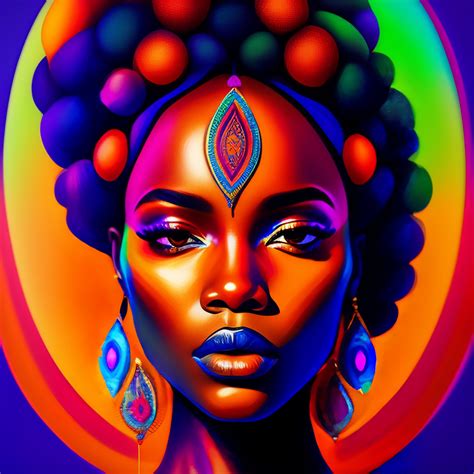 Lexica Psychedelic Portrait Of A Beautiful African Woman Wearing A