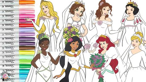 Disney Princess Coloring Book Compilation Wedding Dress Edition Ariel