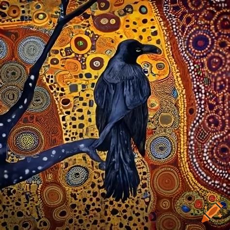 Aboriginal Art Of A Crow And An Old Woman Under The Rising Sun On Craiyon