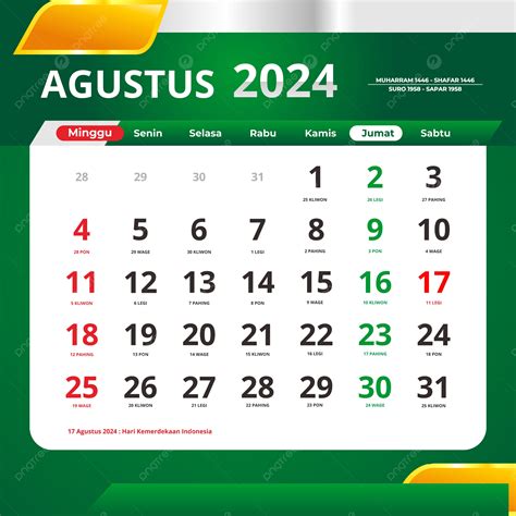 Kalender Agustus 2024 Lengkap Dengan Tanggal Merah Hari Raya Jawa Dan