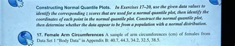 solved constructing normal quantile plots in exercises