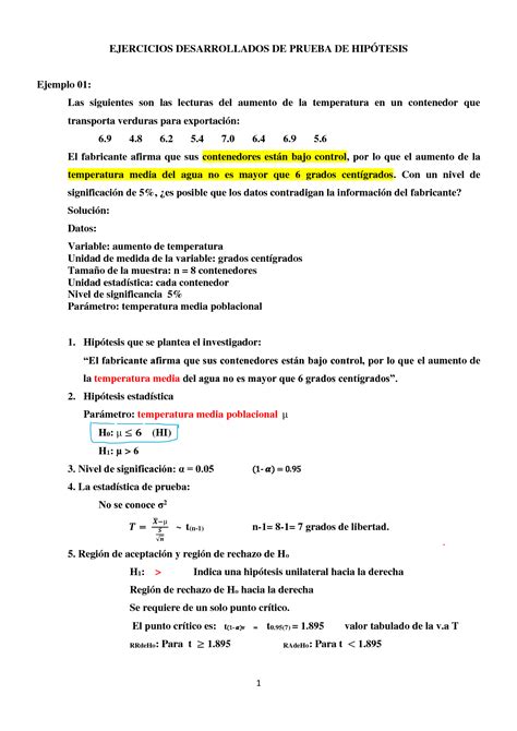 SOLUTION Prueba De Hipotesis Ejercicios Resueltos Studypool
