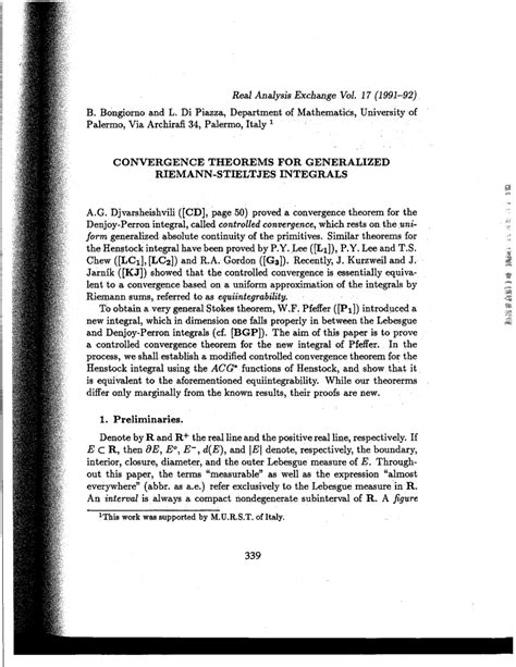 pdf convergence theorems for generalized riemann stieltjes integrals