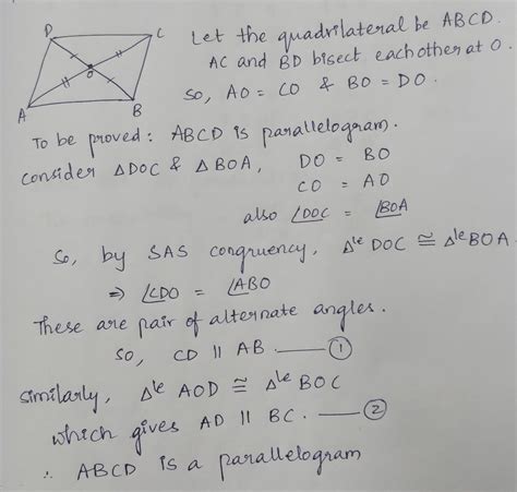 Theorem 8 7 If The Diagonals Of A Quadrilateral Bisect Each Other