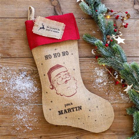 Chaussette de Noël personnalisée en jute naturelle Chaussette Etsy France