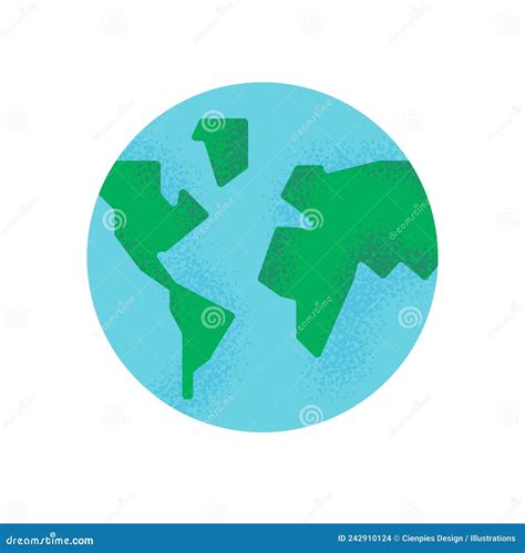 Planeta Tierra Simple Con Mapa Del Mundo Verde Aislado Ilustración del