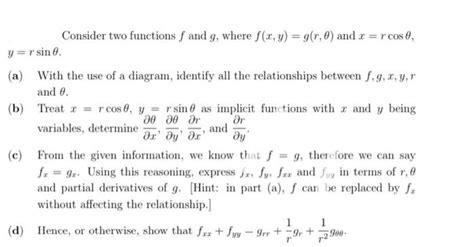 solved consider two functions f and g where f x y g r θ