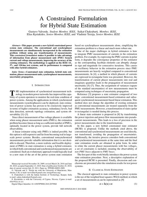 pdf a constrained formulation for hybrid state estimation