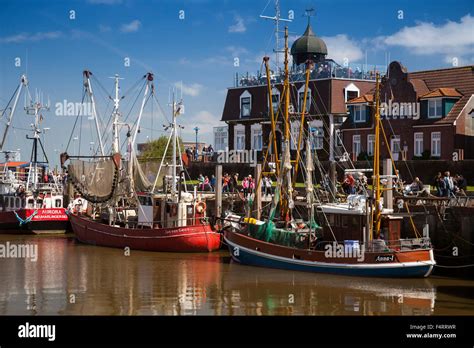 Crab Cutters In The Harbour Of Neuharlingersiel East Friesland Lower