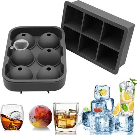 Lot de 2 bacs à glaçons carrés en silicone grands bacs à glaçons