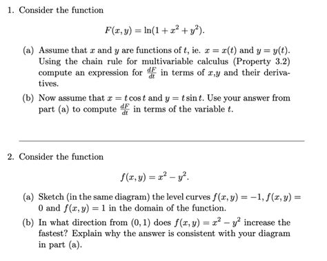 solved 1 consider the function f x y ln 1 x2 y2 a