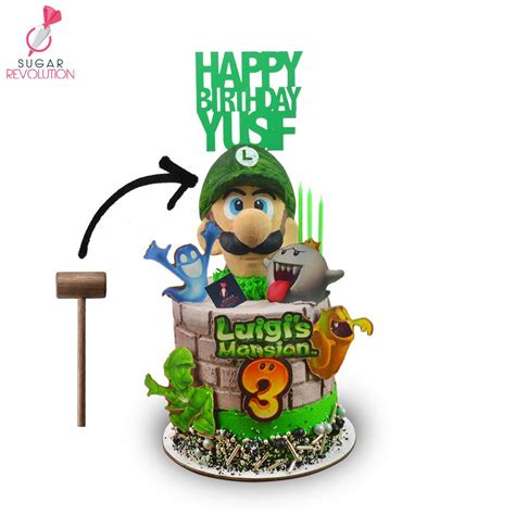 Luigis Mansion birthday cake with a piñata Luigi cake Luigi s