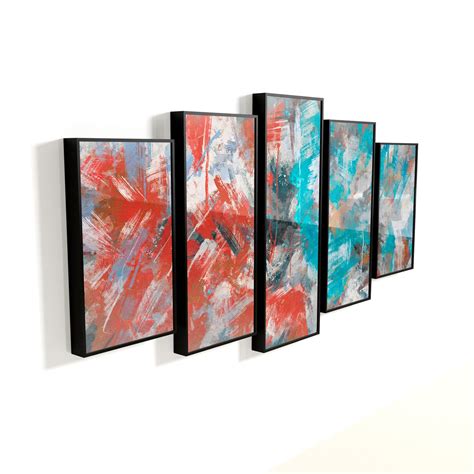 Quadro Abstrato Pinceladas 5 Peças