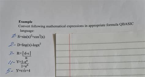 solved example convert following mathematical expressions in