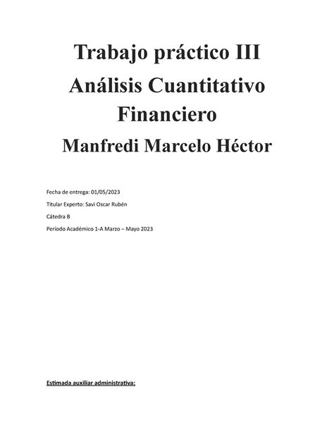 TP 3 Analisis Cuantitativo Financiero Manfredi Marcelo Héctor
