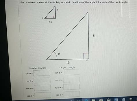 solved find the exact values of the six trigonometric