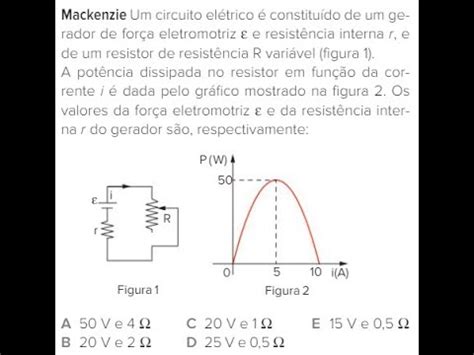 Mackenzie Um Circuito El Trico Constitu Do De Um Gerador De For A