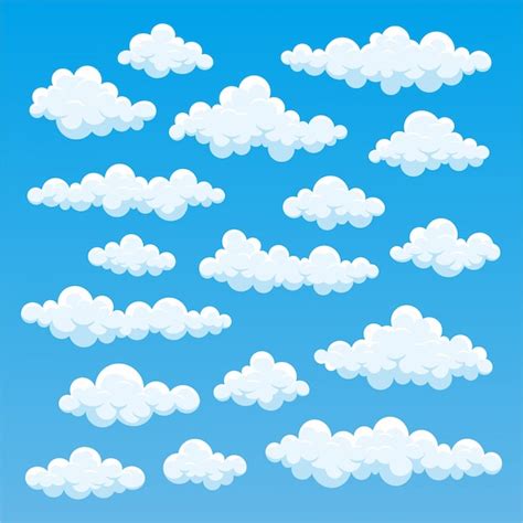 Nuages de Dessin Animé Sur Fond De Ciel Bleu Vecteur Premium