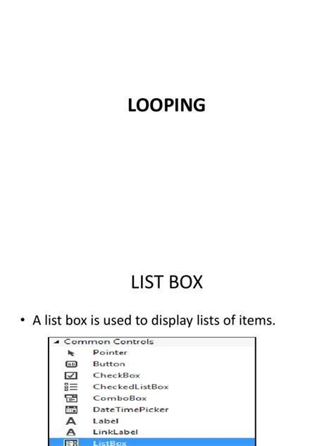 c looping in listbox pdf