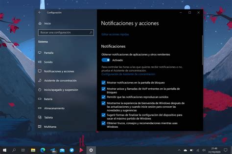 Cómo personalizar y desactivar las notificaciones de Windows 10