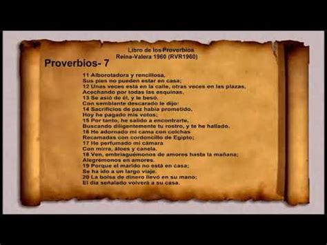 La Biblia Libro De Los Proverbios Proverbio 7 Reina Valera 1960 RVR1960