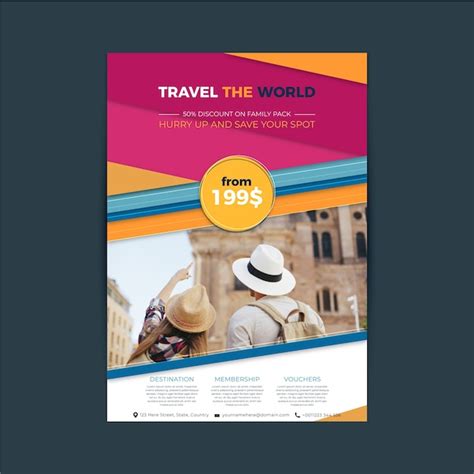 Plantilla de póster de viaje con foto Vector Gratis