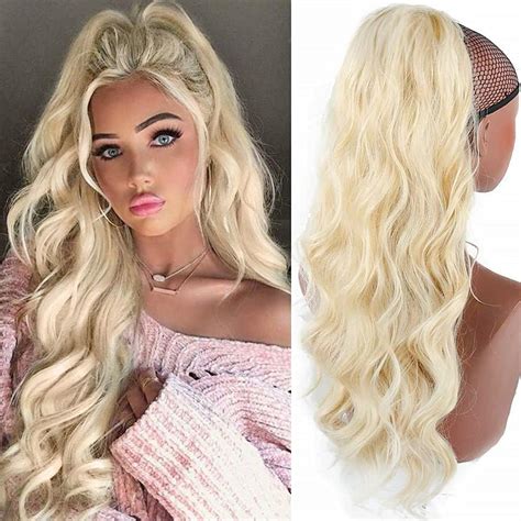 YEESHEDO blonde Longue extension de cheveux naturelle ondulée ponytail