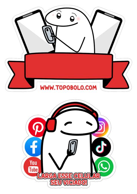Topo De Bolo Flork Of Cows Figurinhas Engra Adas Viciado Em Celular Png